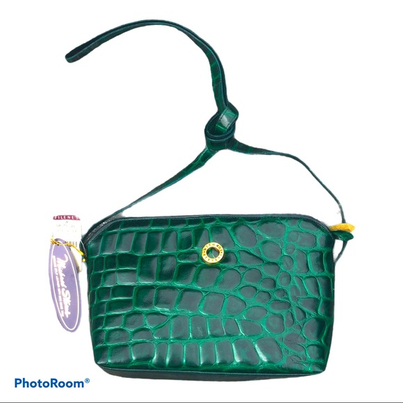 michael stevens | Bags | Nwt Vintage Michael Stevens Green Leather Croc ...